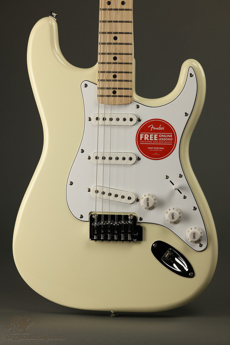 Squier Affinity Series™ Stratocaster®, Maple Fingerboard, White Pickgu – Gryphon Strings